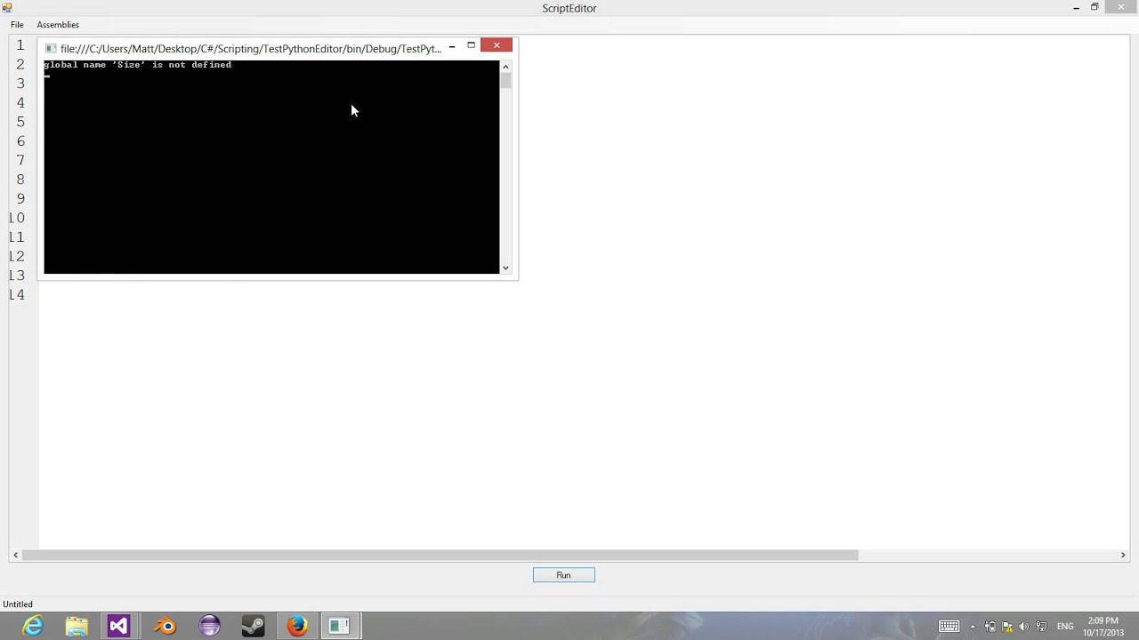 C# IronPython ScriptEngine:  Syntax Highlighting Demo Plus C# Script Integration