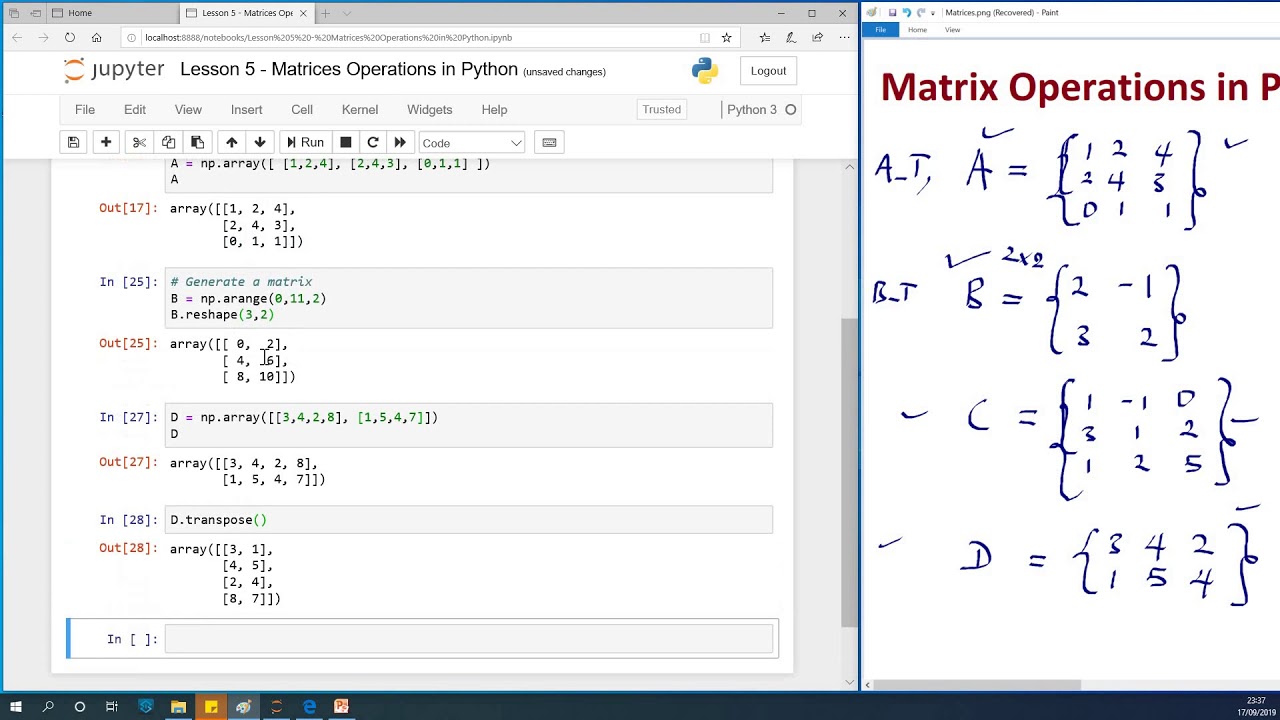 Lesson 5 -  Matrix Operations in Python