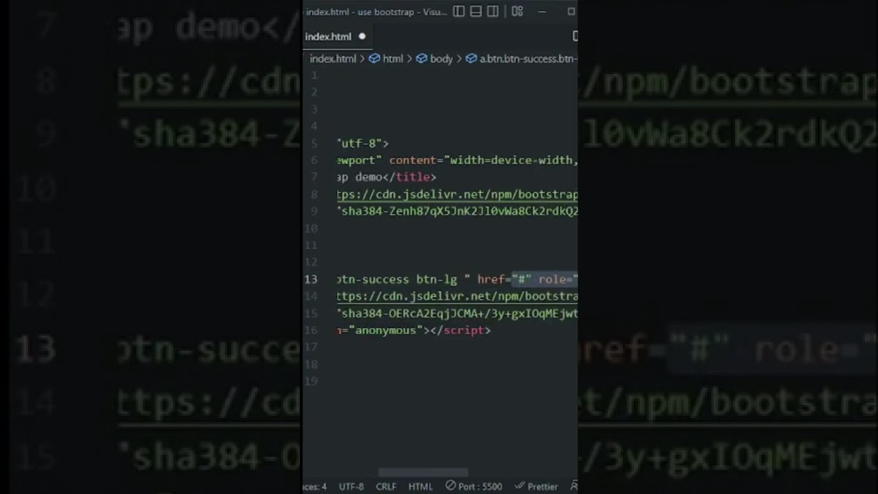 USE BOOTSTRAP INTO PROJECT #coding #shorts #html #css
