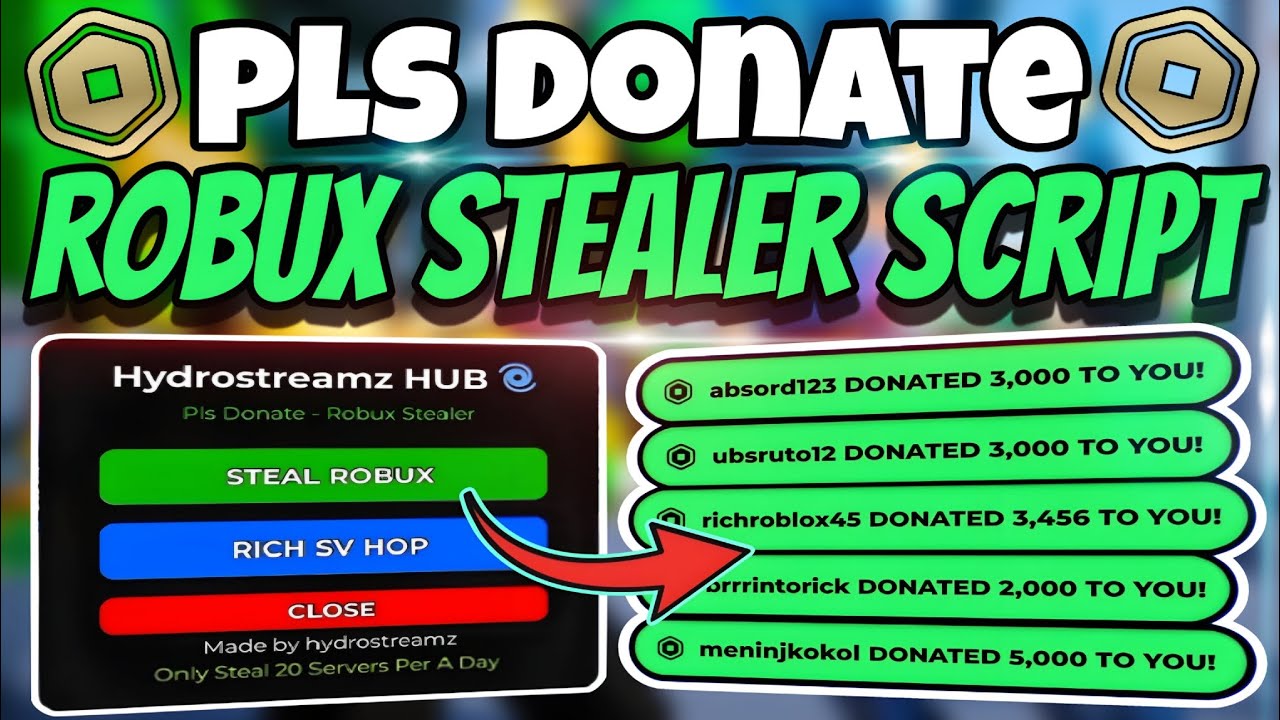 [BEST 🤑] Pls Donate Robux Stealer Script! 🔥 | NEW UPDATE 2025 | KEYLESS | EASY TO USE| STEAL TO RICH