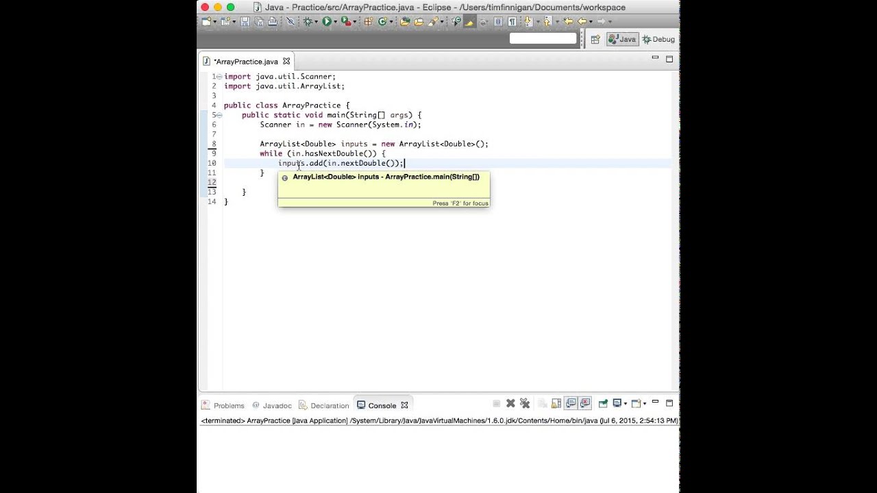 Read User Input into an Array List (Java)