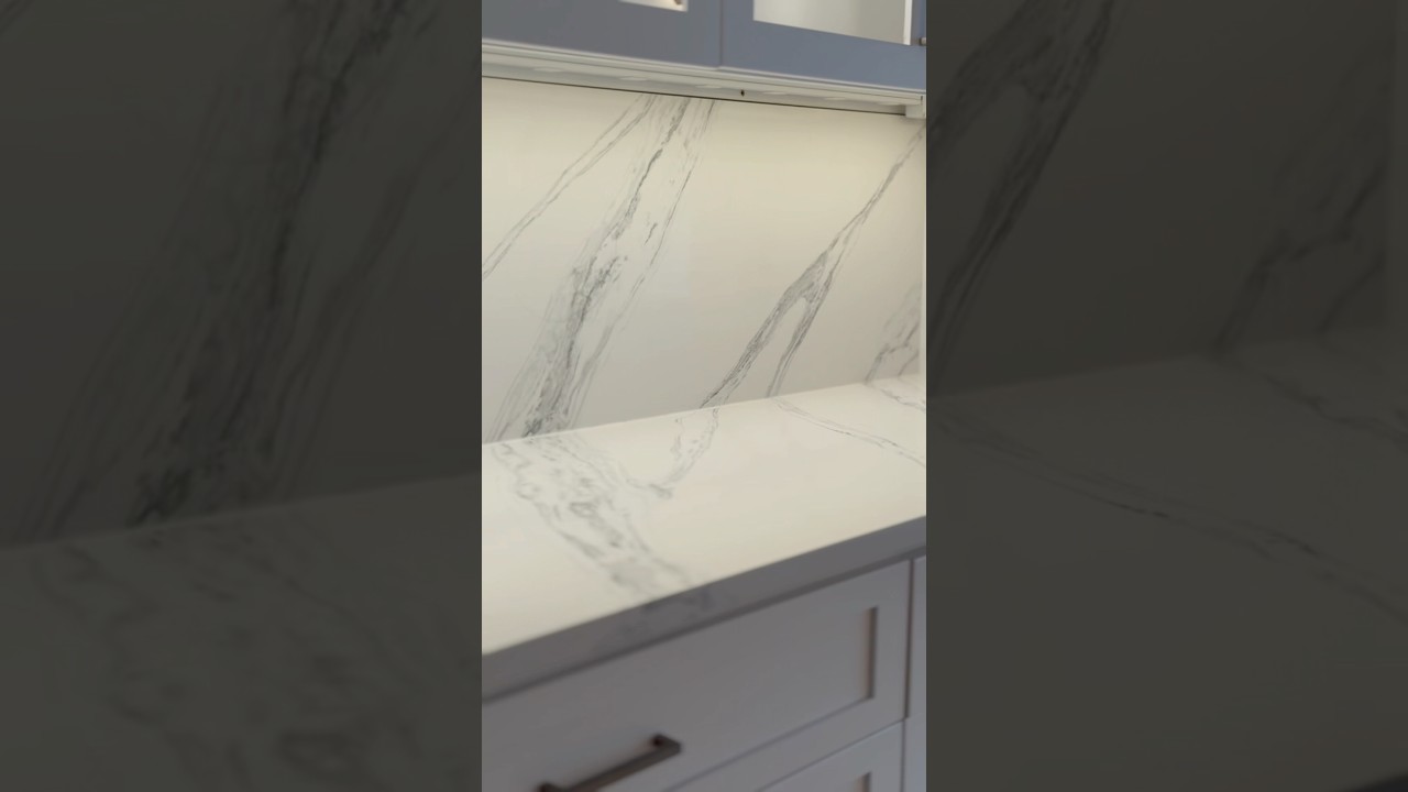 Perfectly matched #countertops and full-height backsplash #quartz #marblecountertops #charlottenc