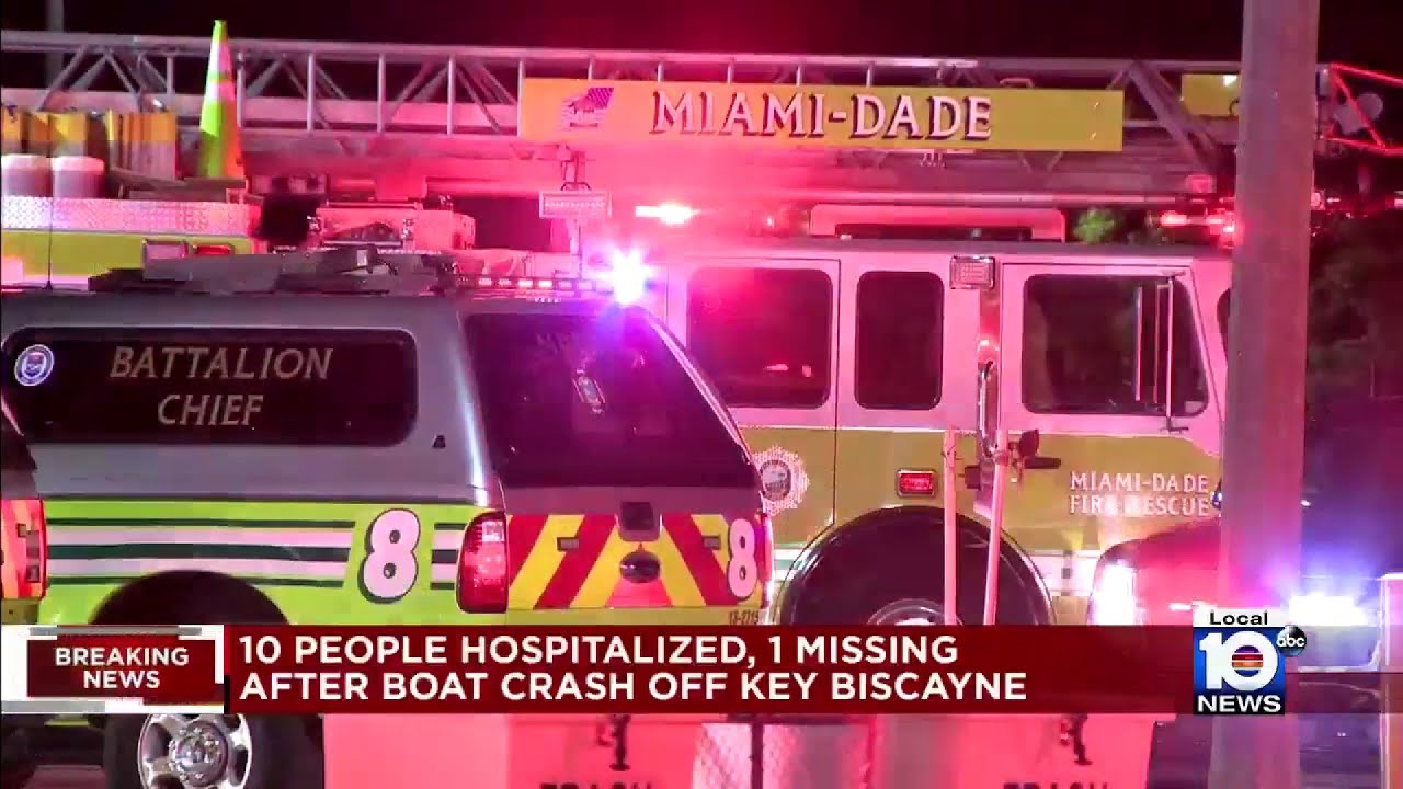 10 injured, 1 missing after 2 boats crash off Key Biscayne