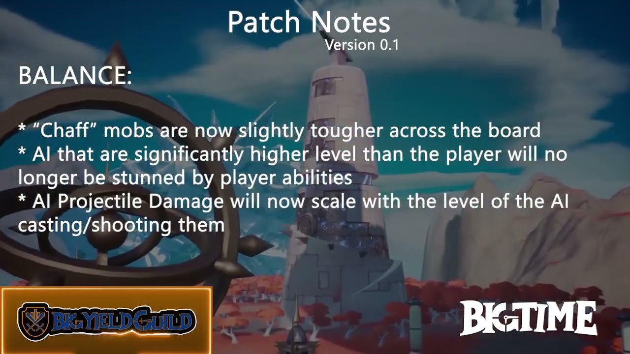 Big Time Patch Notes Version 0.1 Part 1/4