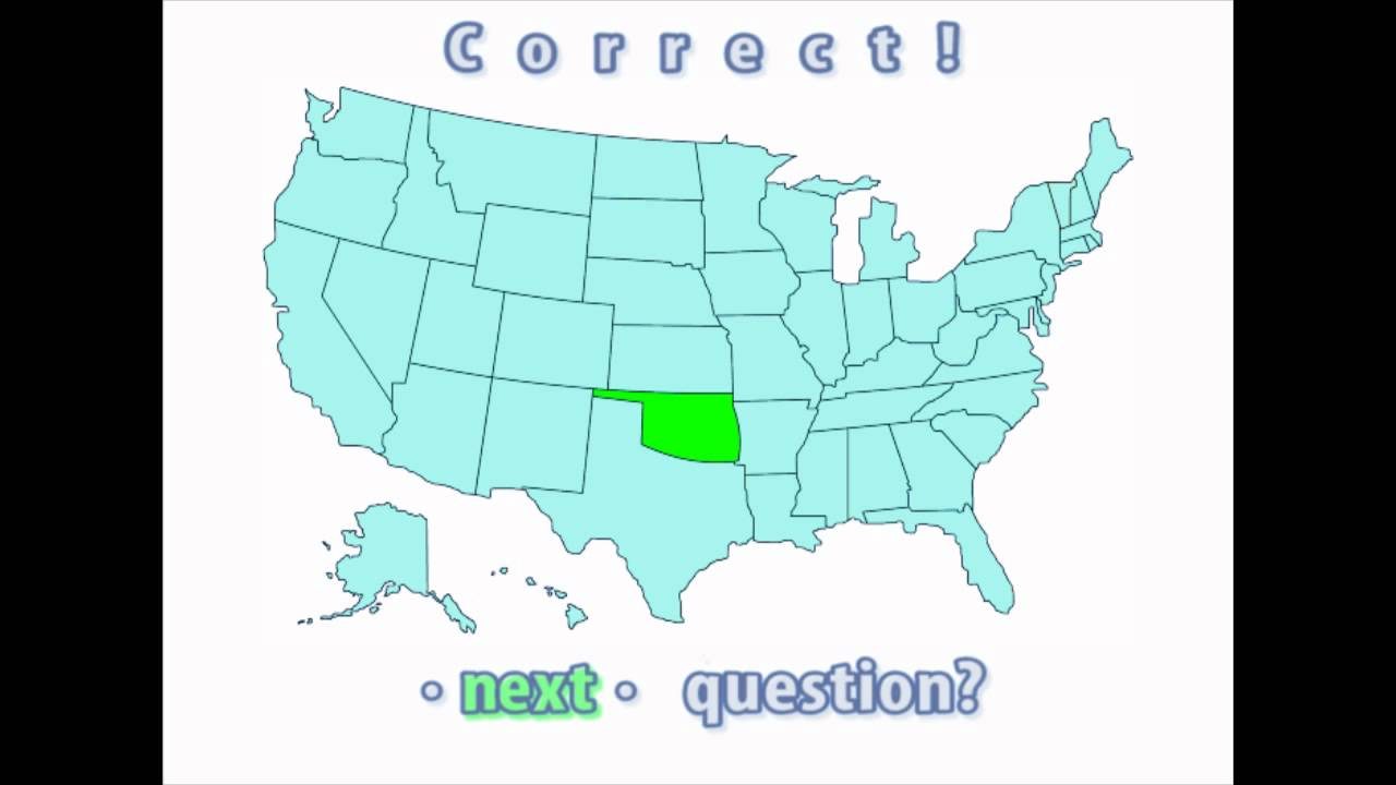 Interactive United States Map Quiz - Correct Oklahoma Location