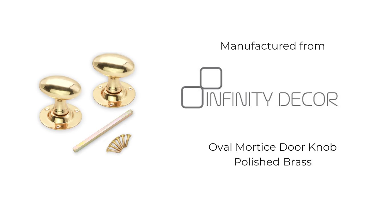 INFINITY DECOR - Oval Mortice Door Knob Polished Brass | Brass Door Knob | Door Dnob Set