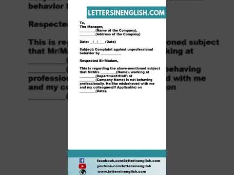 Sample Complaint Letter Against A Person With Unprofessional Behavior