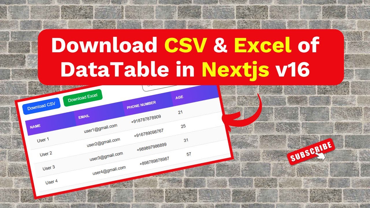 How to Export DataTable Data in Nextjs v16 Tutorial || DataTable with Nextjs