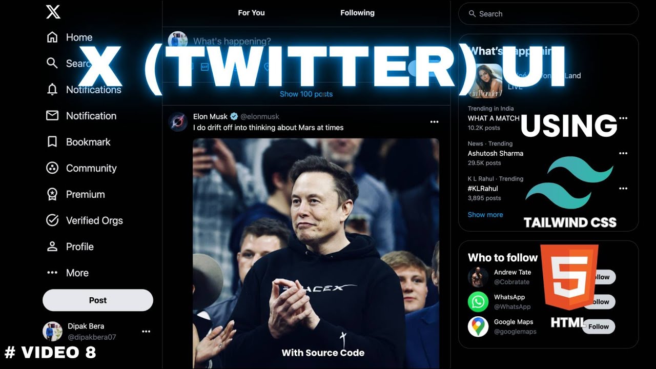 Build a Twitter (X) Clone with HTML & Tailwind CSS + Source Code