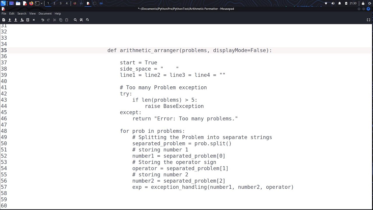 FreeCodeCamp Python Scientific Computing  Arithmetic Formatter Solution