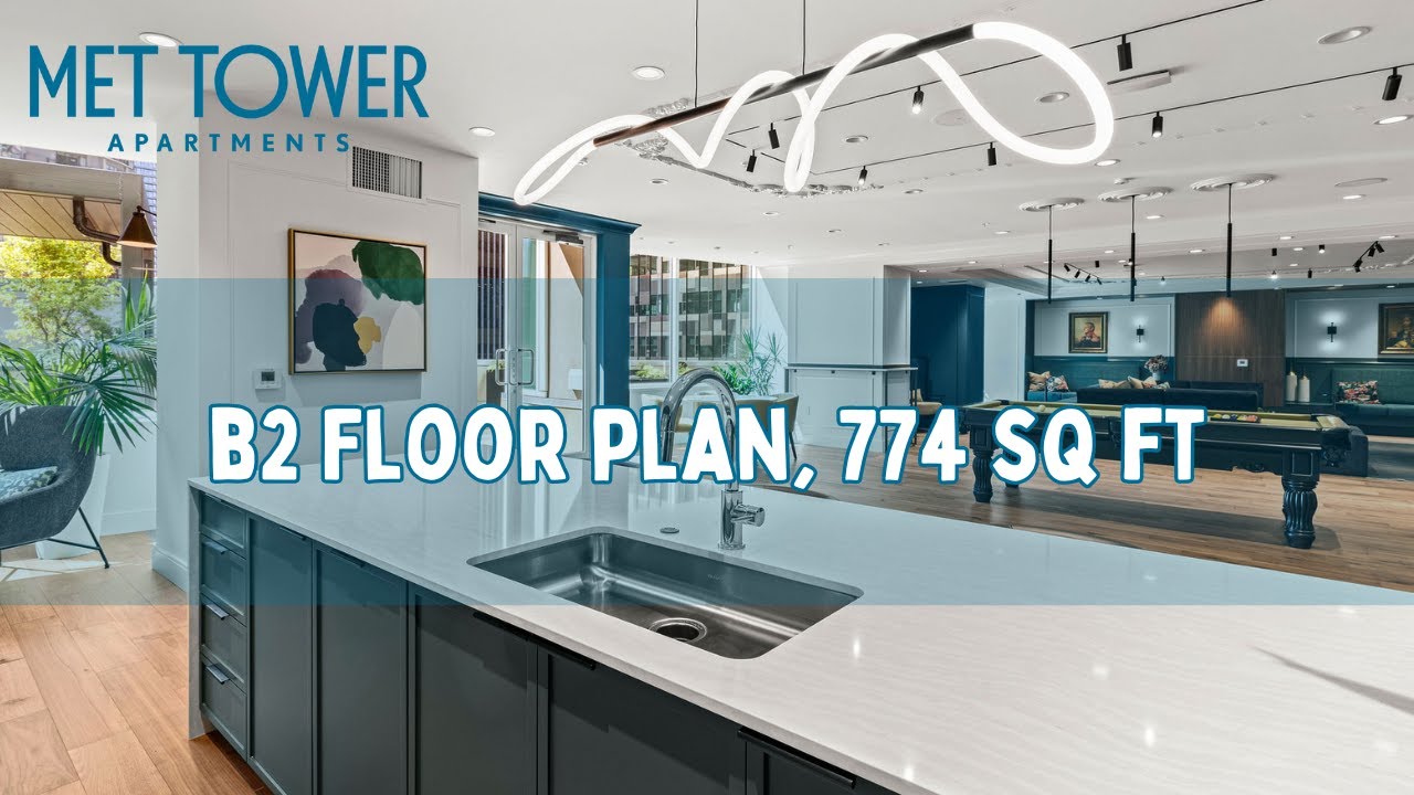 B2 Floor Plan | Apt 2401 | 774 sq ft | 1 bed, 1 bath