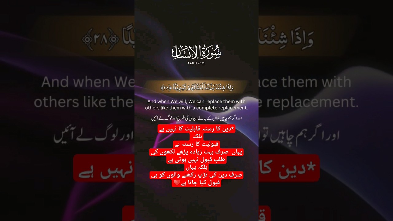 SURAH AL INSAAN AYAT 27 28 سورۃالانسان