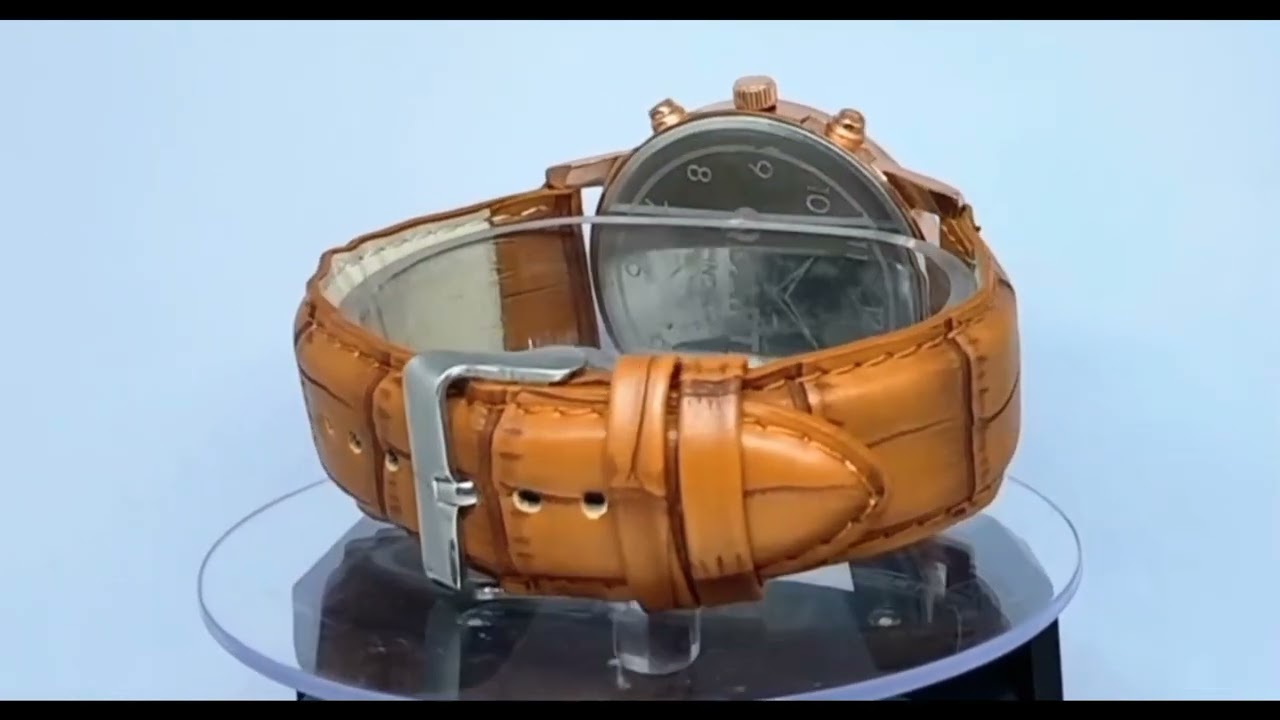 White Dial And Brown Leather Belt Analog Watch For Men - MWHITE_BROWN80