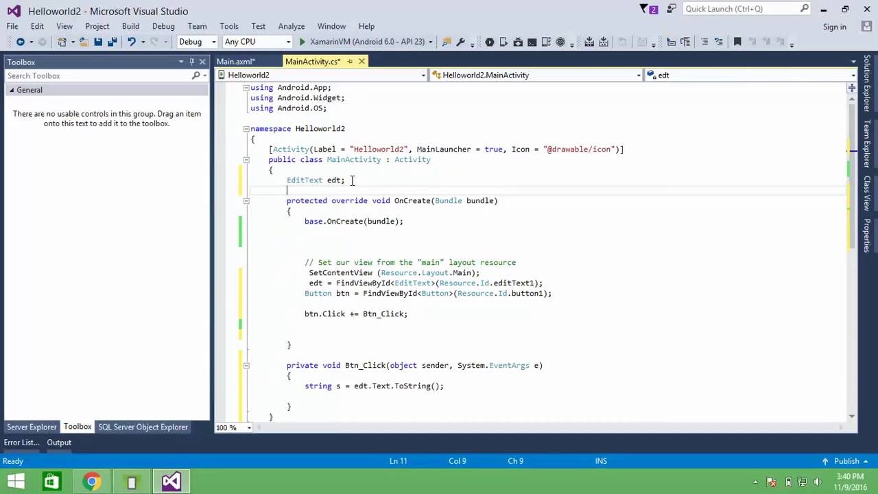 Xamarin Android: Button Events-EditText-TextView