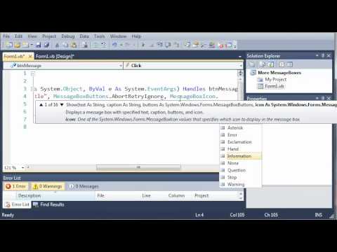 Visual Basic Tutorial - 40 - MessageBox Input Video Lecture - Mastering Visual Basic - Web ...