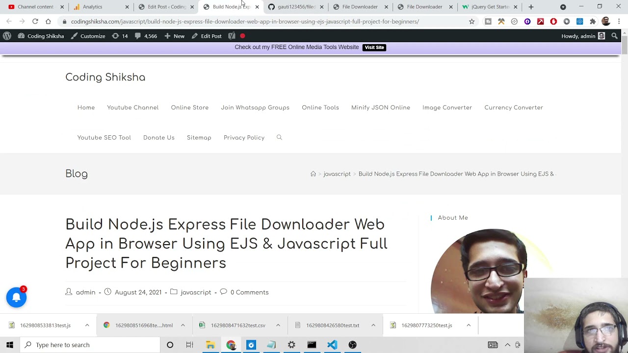 Build Node.js Express Notepad File Downloader Web App in Browser Using EJS & Javascript Full Project