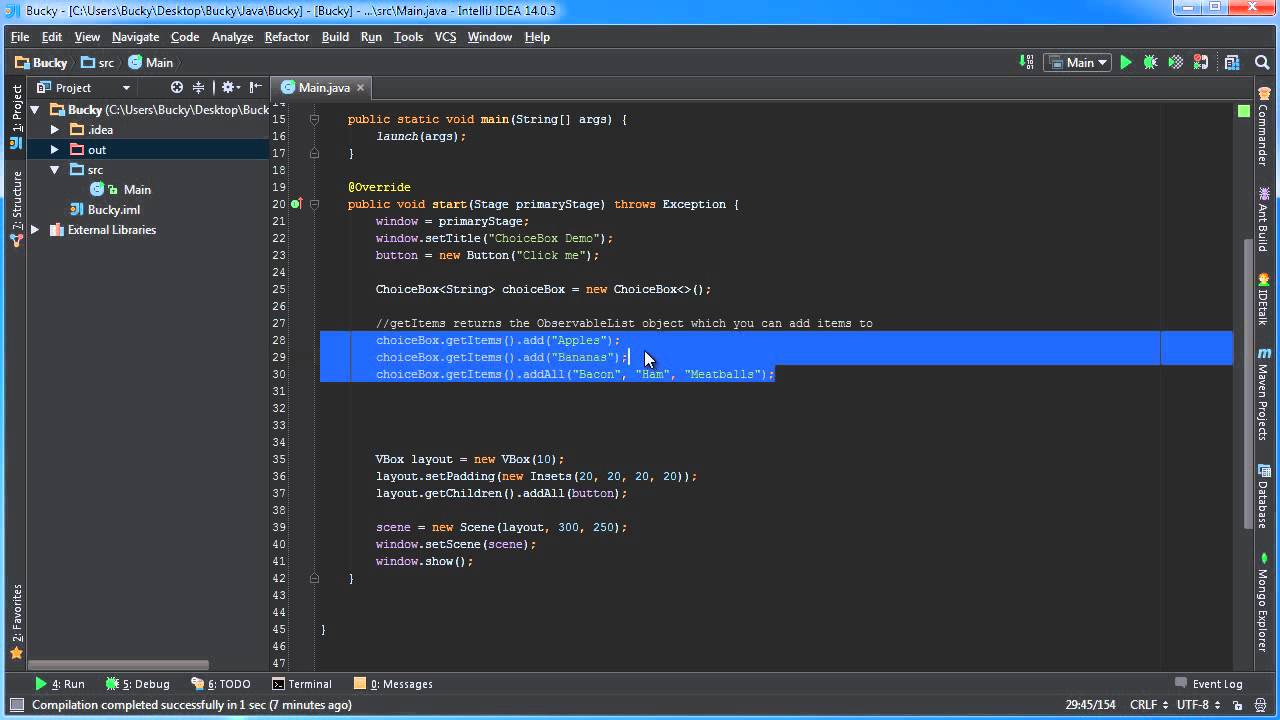 JavaFX Java GUI Tutorial - 12 - ChoiceBox (Drop Down Menu)