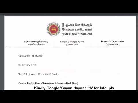 Change of Bank Rate By CBSL (Circular No. 1 of 2023)