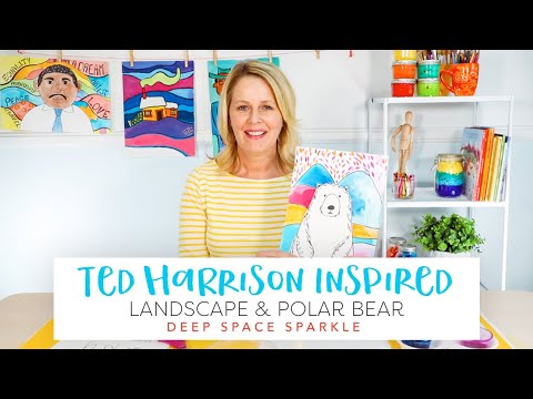 Ted Harrison Inspired Landscape & Polar Bear | WINTER ART FOR KIDS
