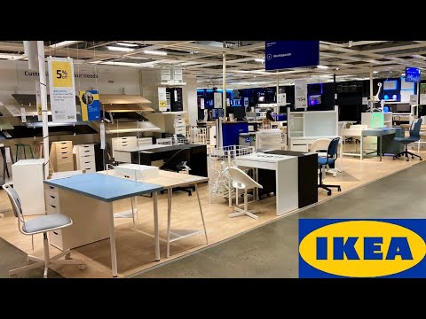 IKEA DESKS WORK TABLES ARMCHAIRS CHAIRS OFFICE FURNITURE SHOP WITH ME SHOPPING STORE WALK THROUGH