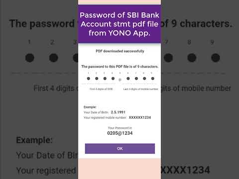 Password to open SBI Bank Account stmt PDF file downloaded from YONO App