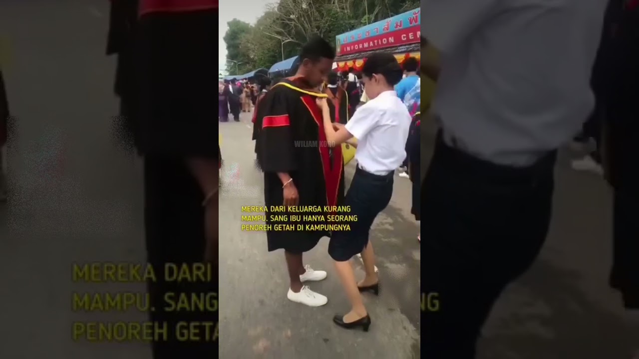 Momen Terharu!! Adik sujud di kaki sang kakak saat wisuda