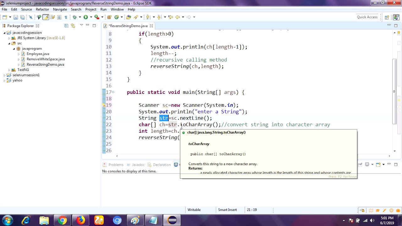 How to Reverse a String without using inbuilt method or loop in Java