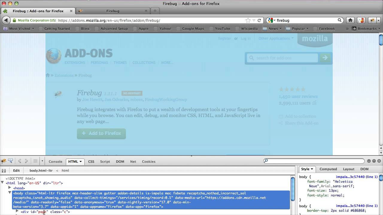 Installing Firebug on the Mac