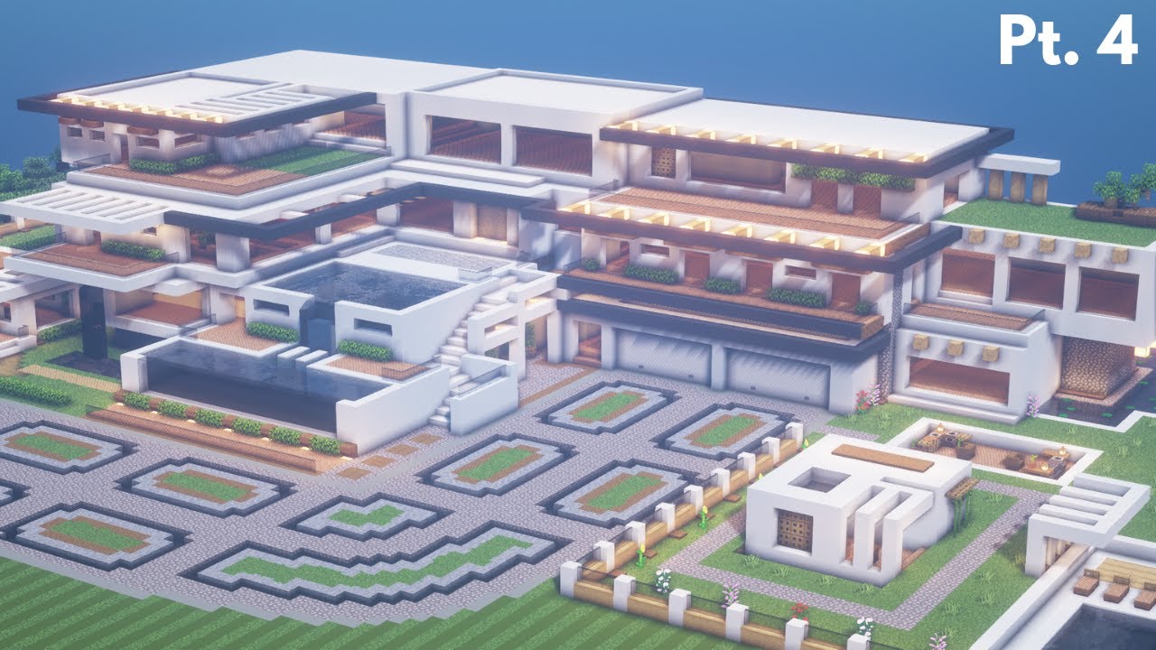 Minecraft: Modern Mega Mansion Tutorial | Architecture Build (#5) Pt. 4