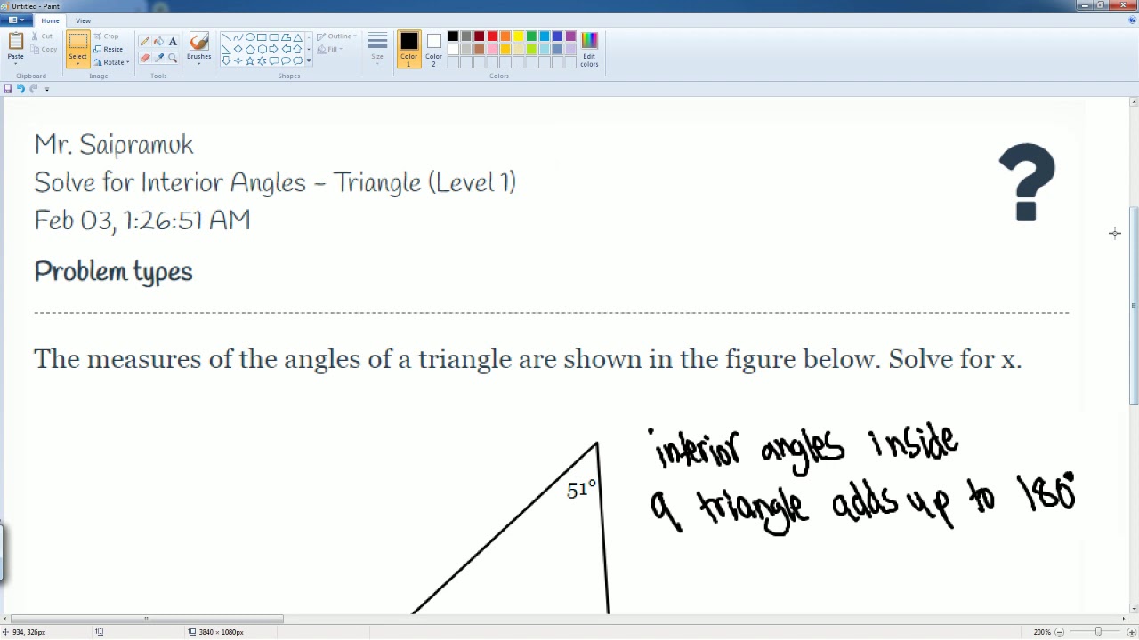 DeltaMath Solve for Interior Angle -Triangle (Level 1)