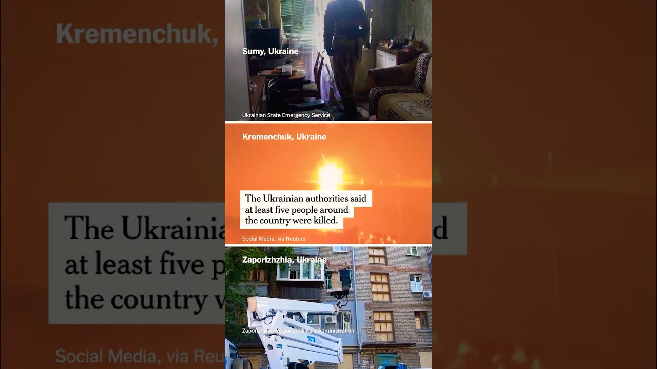 Russia’s Largest Drone Attack of War Sets Government Building Ablaze