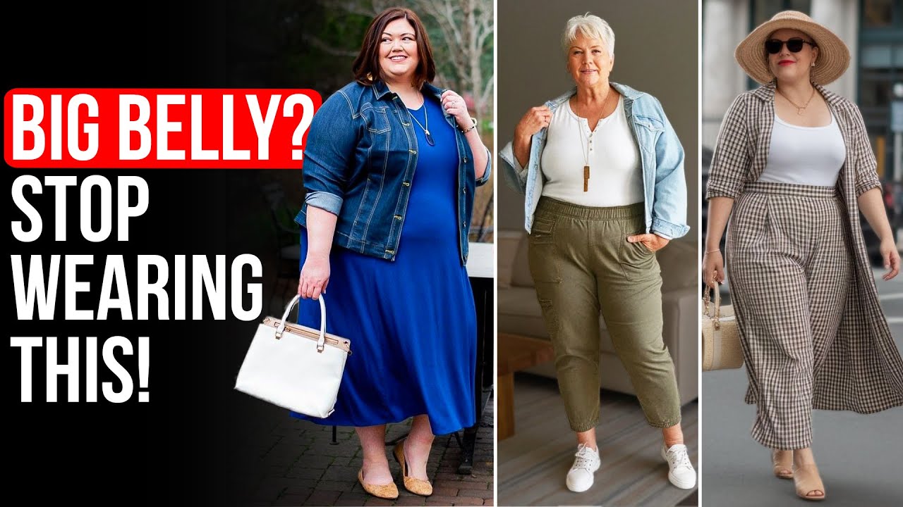 How To Dress With A Big Belly - 6 Outfit Rules That Always Work (50+ Women's Fashion)