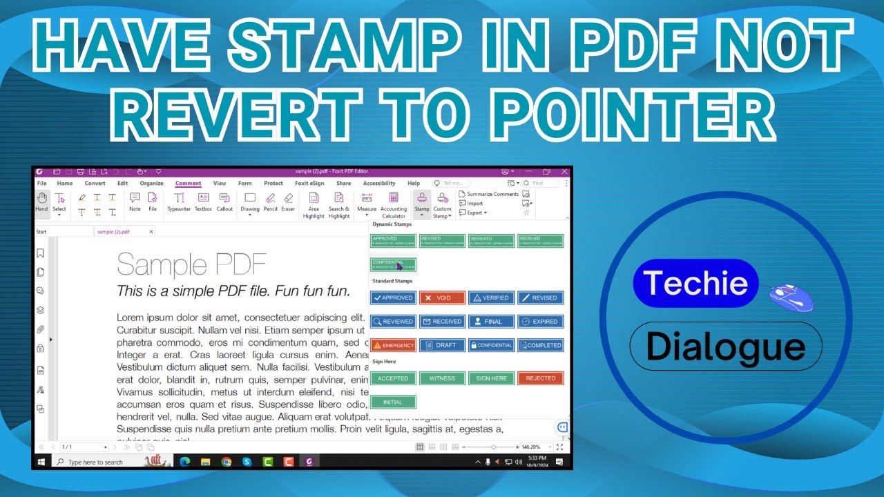 How to Have Stamp in PDF Not Revert to Pointer