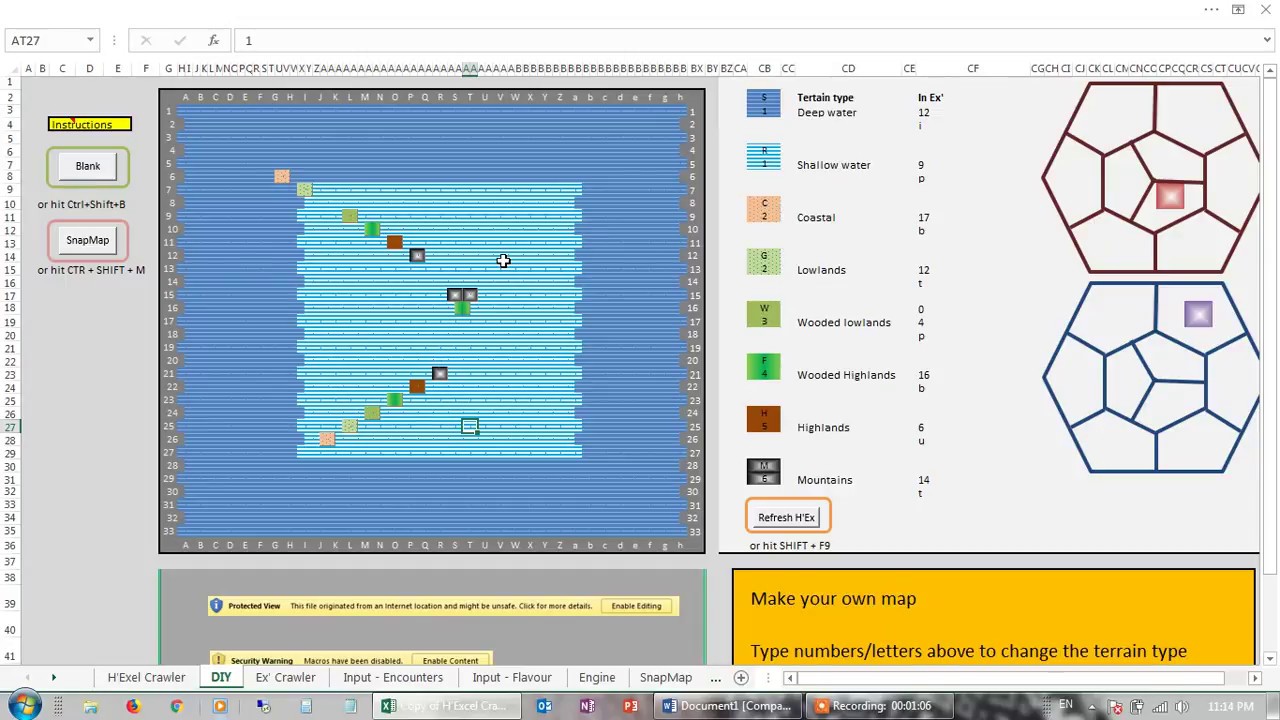 Part 2 - H'Excel (Going DIY) - a spreadsheet wilderness exploration tool (Hex Crawl)