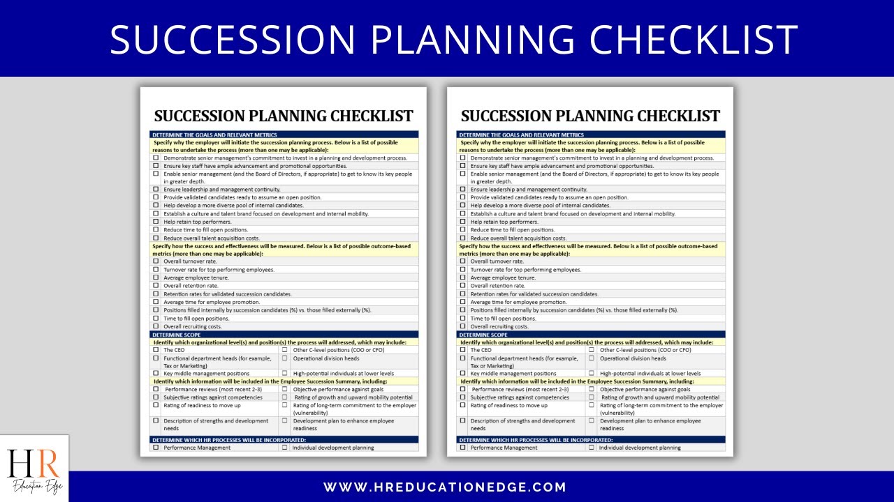 Succession Planning Checklist Template – How HR Can Build an Effective Succession Plan | HR Template