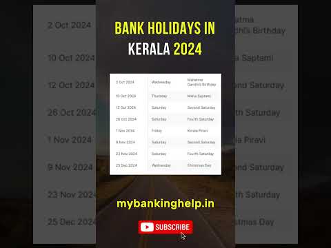 Kerala Bank Holidays in 2024 (OCT, NOV, DEC) #shorts #bankholidays