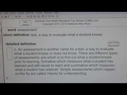 assessment Common Core Math Standards Top Words CCM42.com