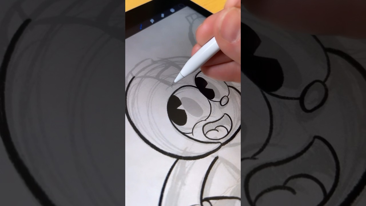 How to draw the Cuphead art style - 1930s cartoon style. #megaman #retrogaming #rubberhose