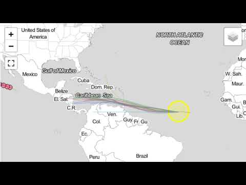 Future Tropical Storm Bonnie spaghetti models - June 25 - 2 areas of interest, including Invest 94L