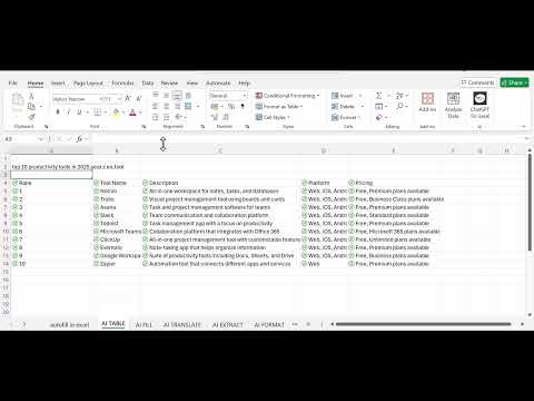 How to use the AI Function in Excel with Examples