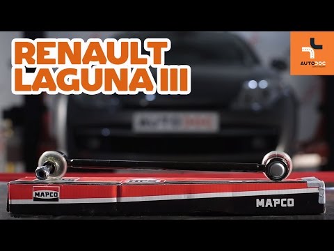 How to change front anti roll bar link on RENAULT LAGUNA 3 TUTORIAL | AUTODOC