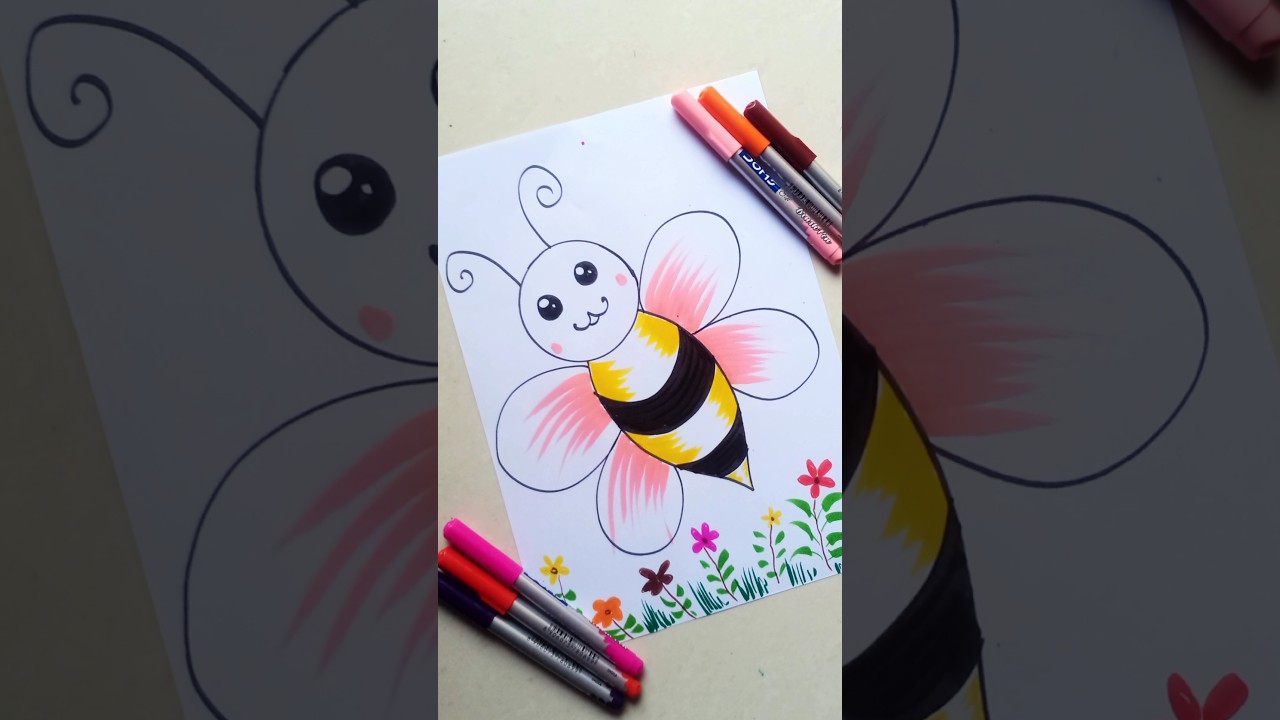 cute Honey bee drawing for kids #art #easy #drawing #howto #diy #new #trending