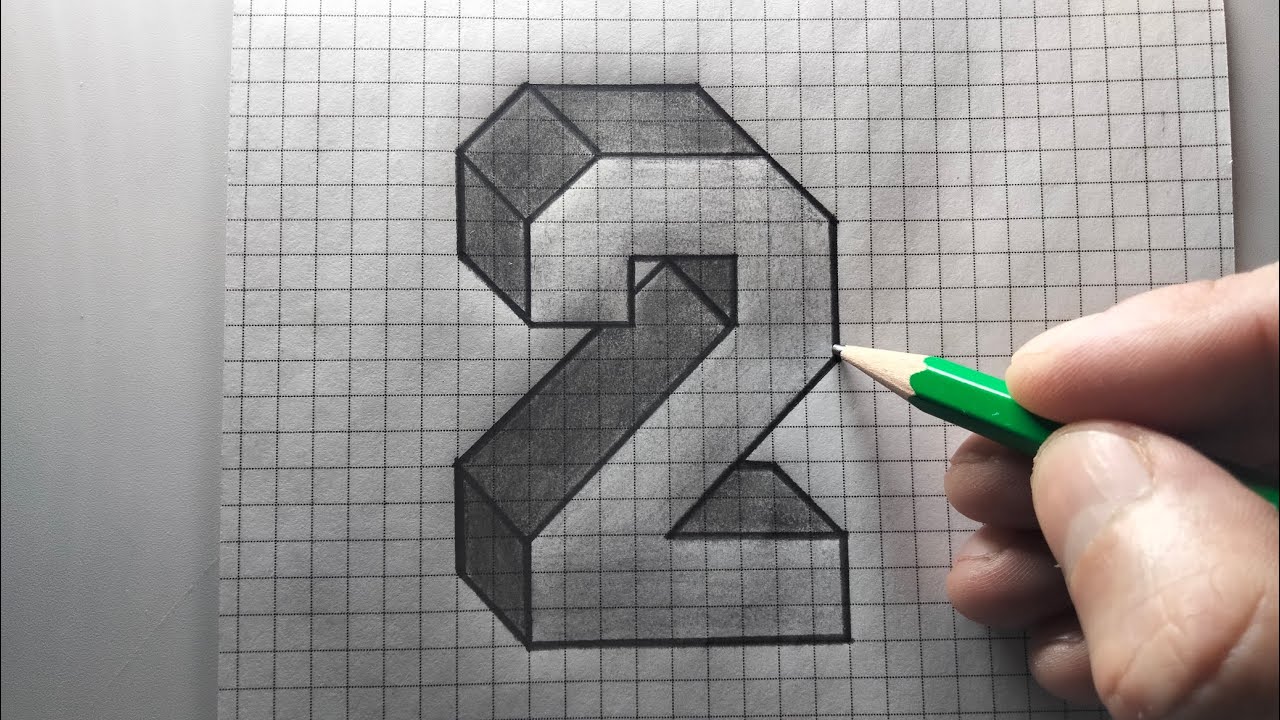 How to draw number 2 3d ? Drawing number 2 3d? How to draw number 2 step by step Drawing number two