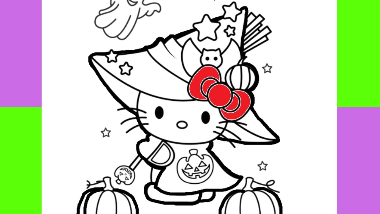 Hello Kitty in Halloween costume drawing, coloring