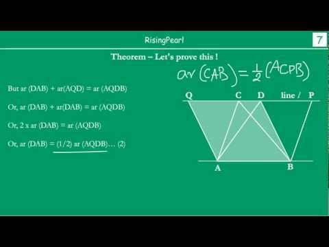 Triangles with same base and between same parallels have equal areas (Theorem and Proof ...