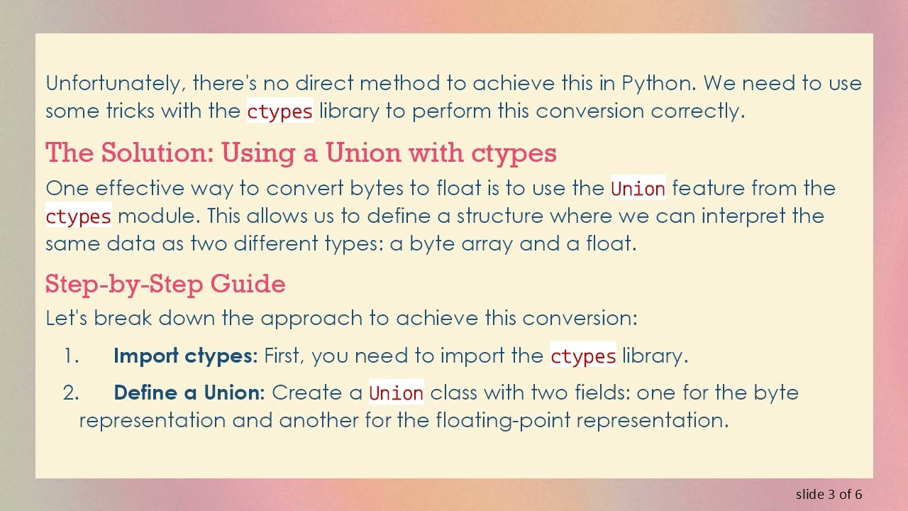 Convert bytes to float in Python with ctypes