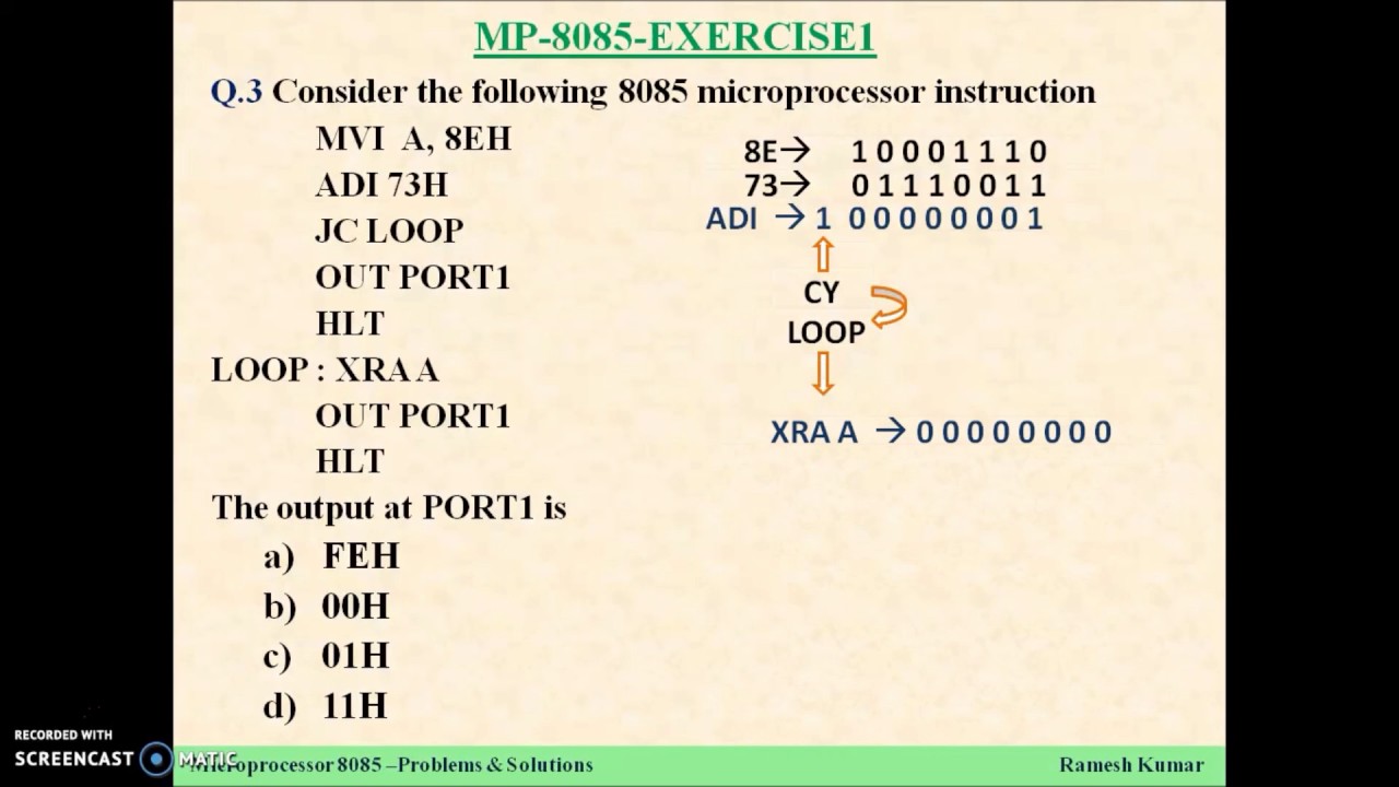 Microprocessor 8085 - Problems & Solutions