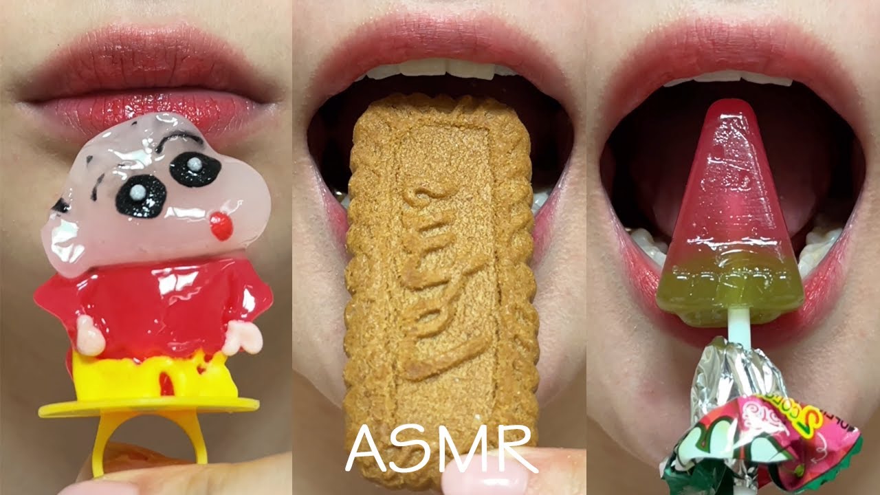 asmr SNACKS WATERMELON CANDY CHOCOLATE JELLY MUKBANG eating sounds