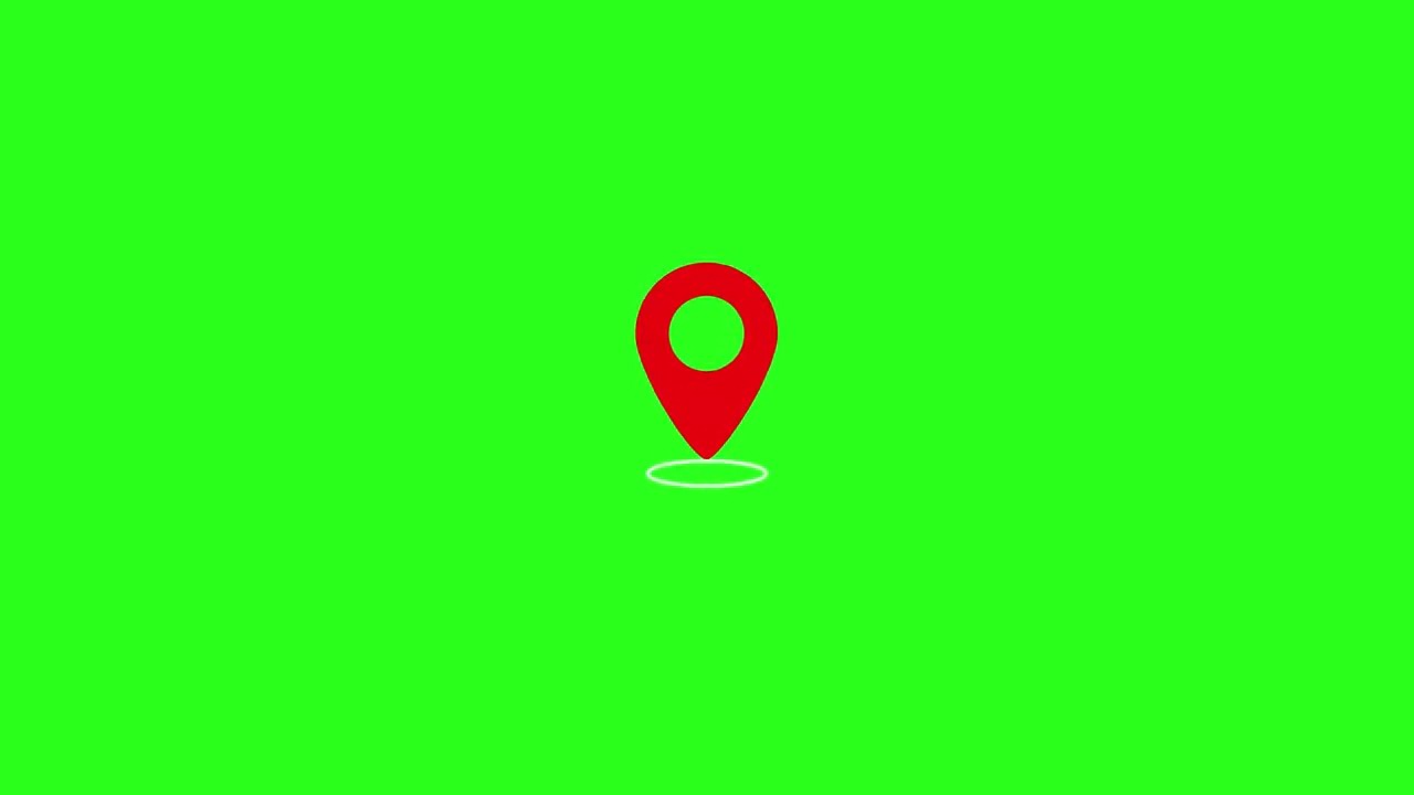 Location Pin pointer on Map animated cartoon on Green screen background. Appearing pointer for a map