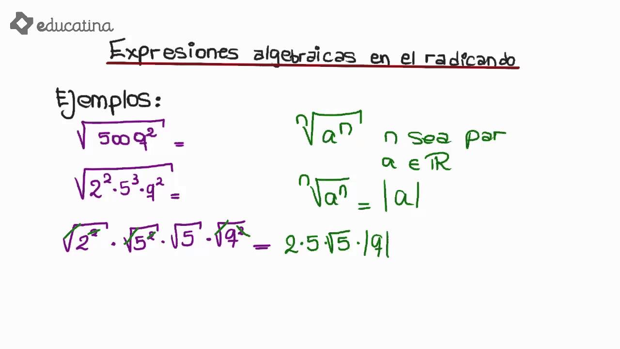 Educatina - Expresiones Algebraicas en el radicando